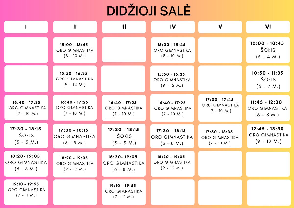 Vaikų šokio teatras GARSO RITMU - TVARKARAŠTIS